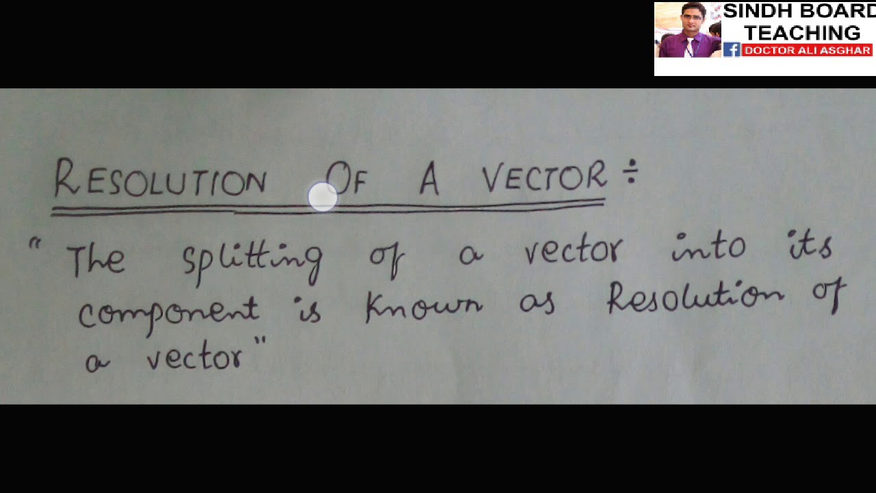 XI Physics "Concept of Resolution of a Vector" - YouTube