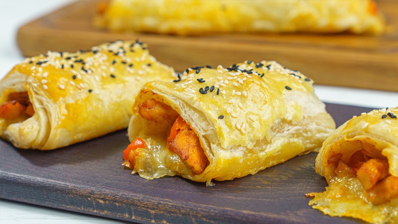 Rollos de masa comprada con pollo y queso. COMIDA CASERA!! - YouTube