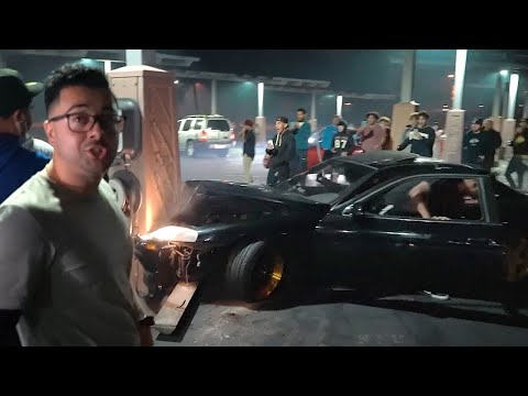 Street Racer CRASHES into POLE *Crazy HELLCAT Drifting*