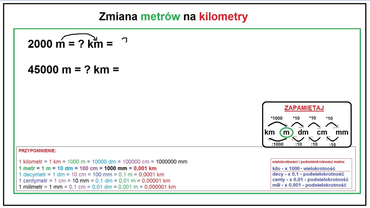  Zamiana Metr w Na Kilometry M Na Km Zamiana Jednostek D ugo ci