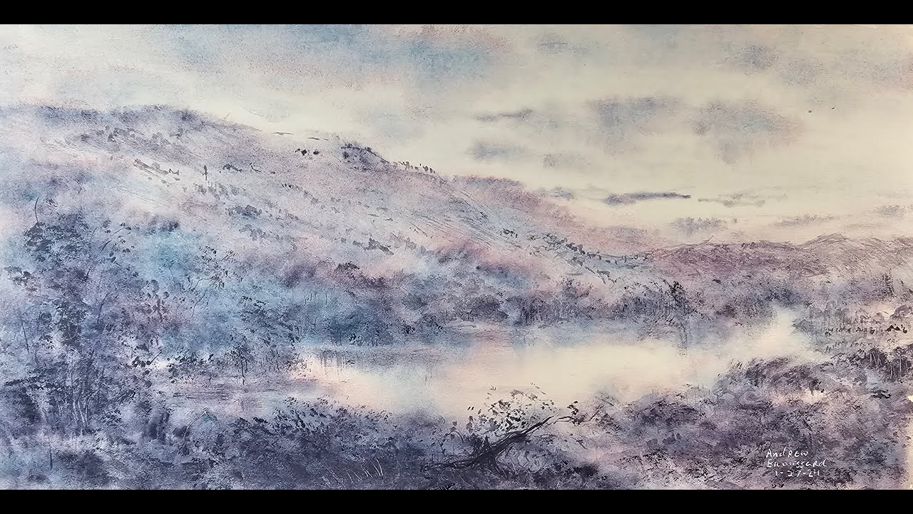 Daniel Smith Moonglow Tonalism Watercolor Landscape Painting. - YouTube