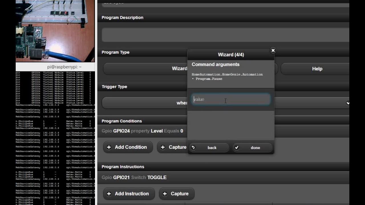 HomeGenie + Raspberry Pi GPIO (Setup and Wizard Scriptng) - YouTube