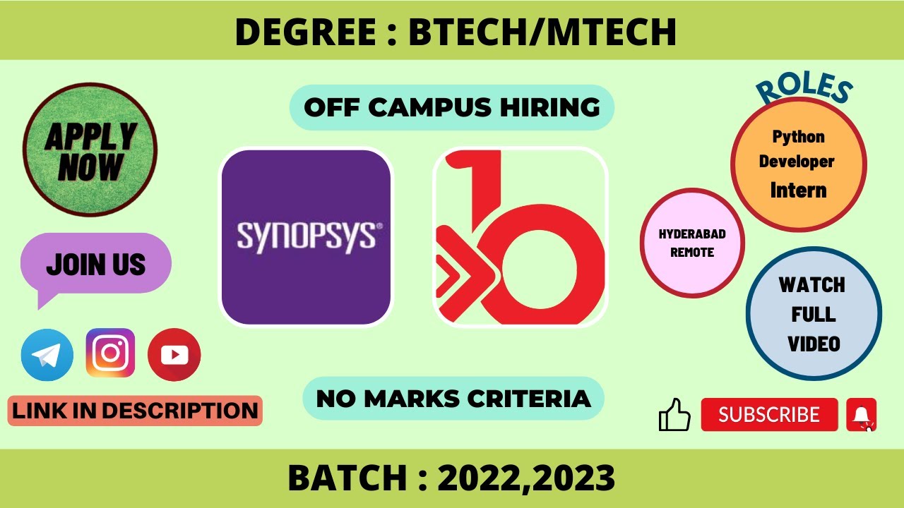 SYNOPSYS | SHIFT BOOLEAN | WORK FROM HOME JOB | INTERNSHIP | BTECH ...