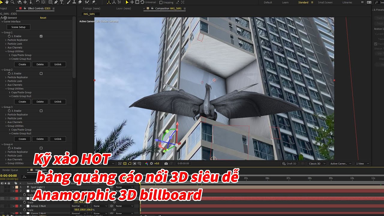Hiệu ứng bảng quảng cáo 3D billboard anamorphic augmented reality VFX tutorial After Effects ...