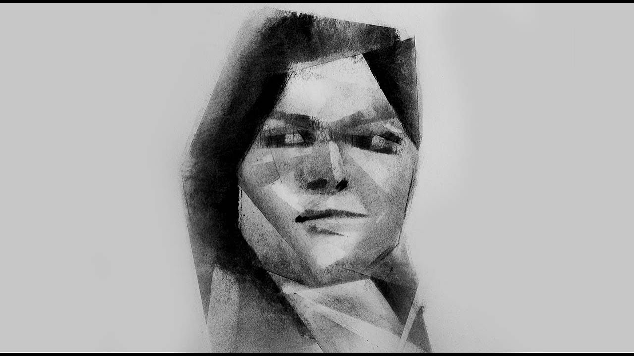 How to Draw an Abstract Face in Charcoal. - YouTube