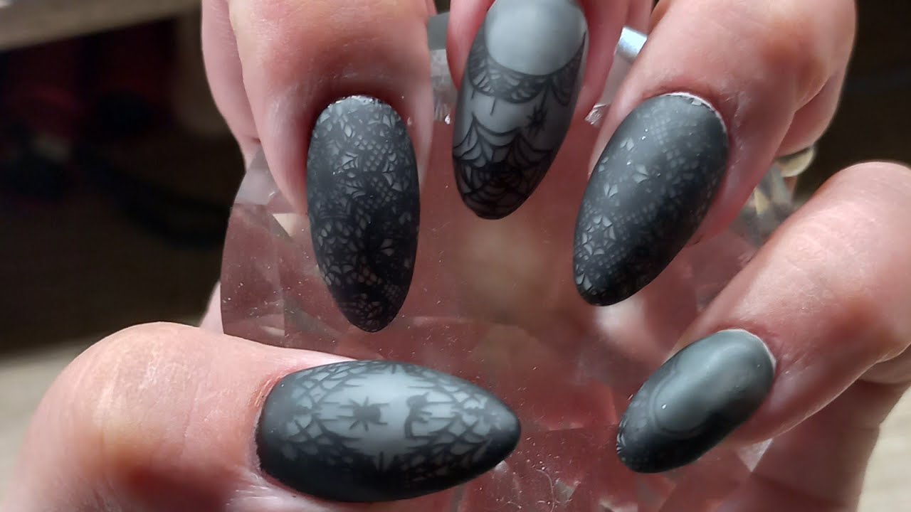 spiderweb lace mani design - YouTube