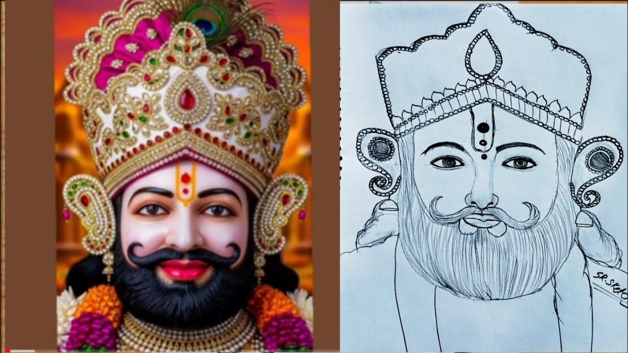 Khatu Shyam drawing how to draw a khatu shyam baba easy drawing pencil ...