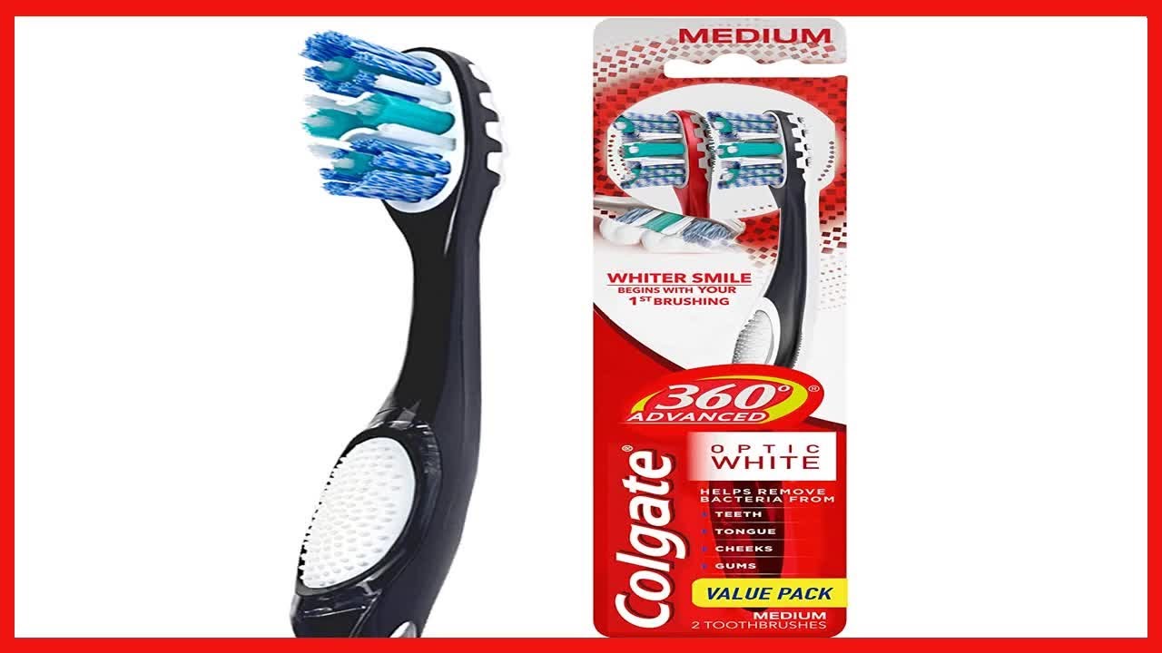 Colgate 360° Advanced Optic White Toothbrush (Color May Vary), Medium ...
