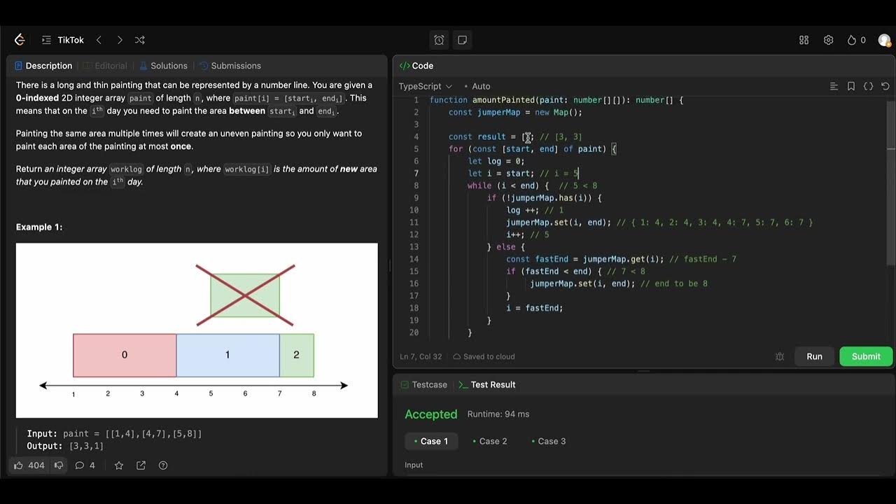 Leetcode 2158: Amount of new area painted each day JS solution - YouTube