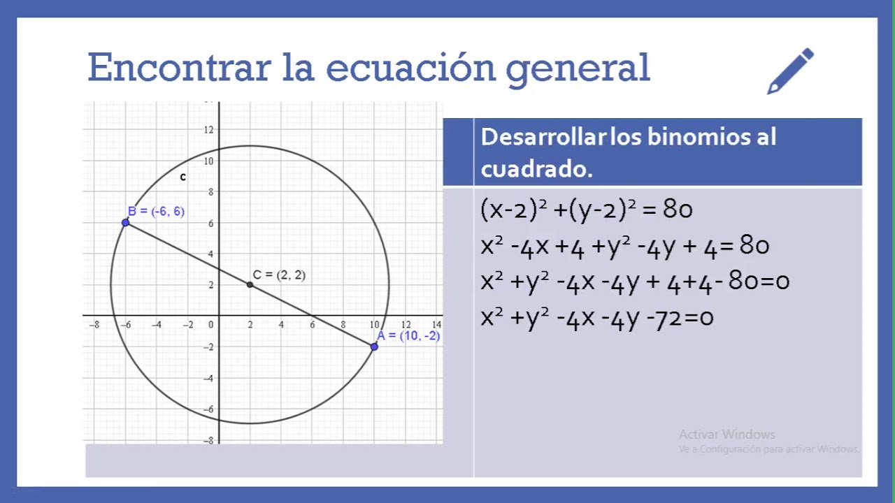 Ecuacion general de la circunferencia - YouTube