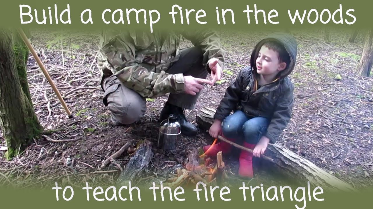 Build a camp fire in the woods to teach the fire triangle - YouTube
