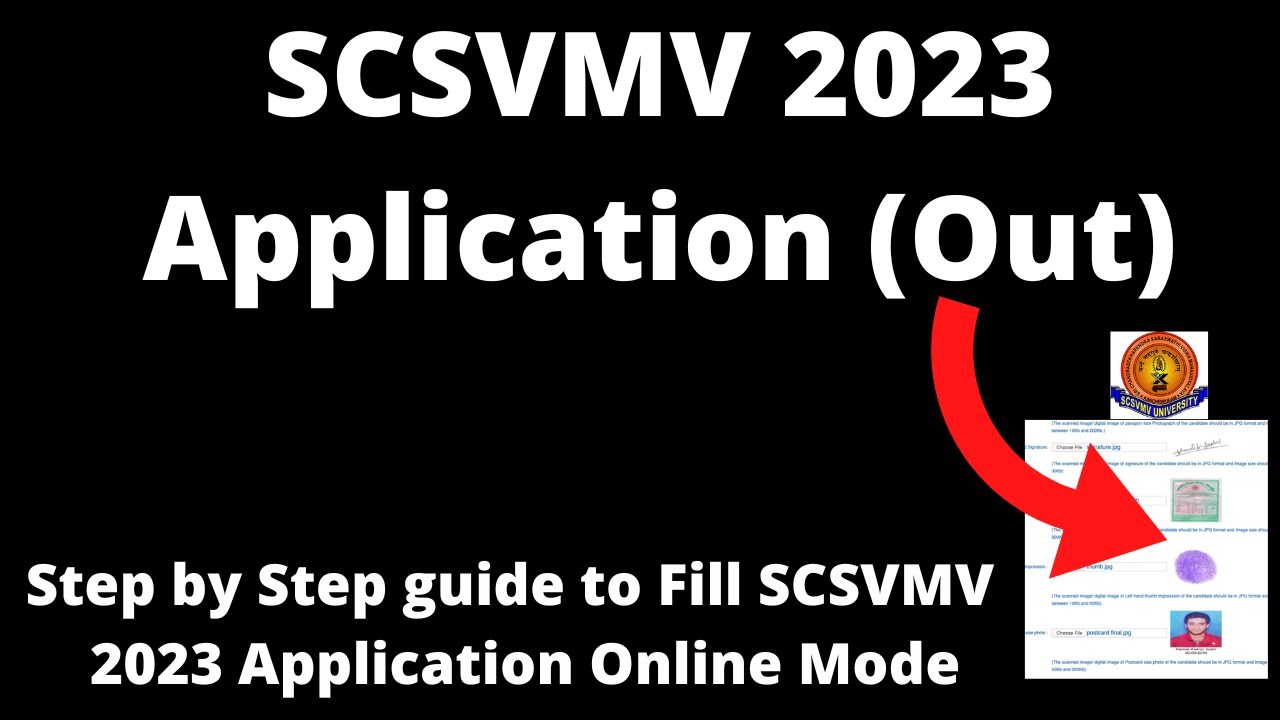 SCSVMV Admission 2023 Application (Started)- How to Fill SCSVMV ...