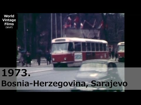 1973 Bosna-Hersek Saraybosna, nadir görüntüler. Eski sokaklar ve güzel kadınlar. 1970 video.