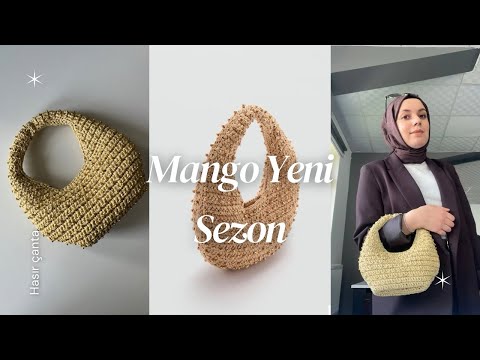 Mango Yeni Sezon 1.999 TL Olan Rafya veya Kağıt İp ile Örgü Kolay Çanta Yapıyoruz.☺️🤩#crochet