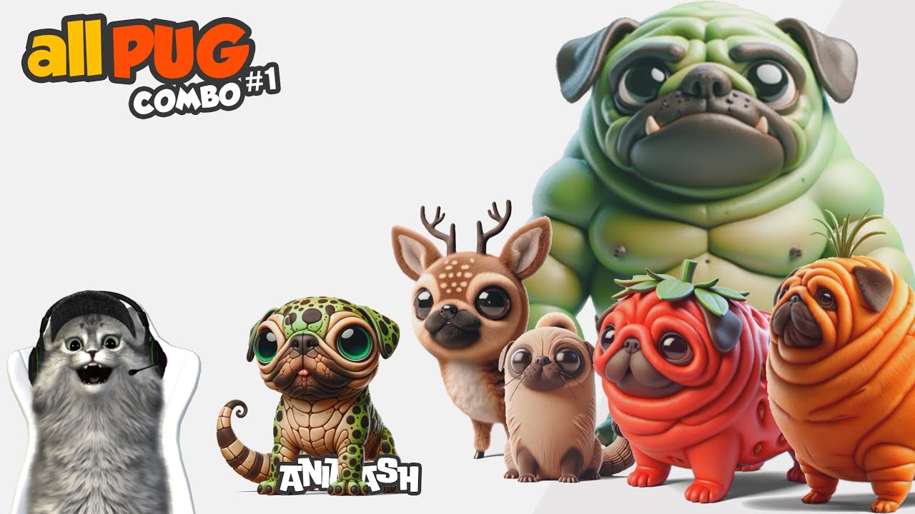 PUG part1 animash gameplay animal merge supreme, cute animal - YouTube