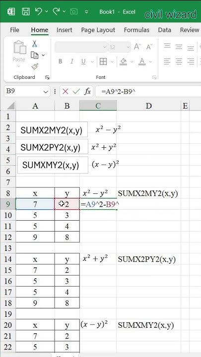 SUMX2MY2(), SUMX2PY2(), and SUMXMY2() functions in Excel. #exceltech #productivity #unknowntips ...