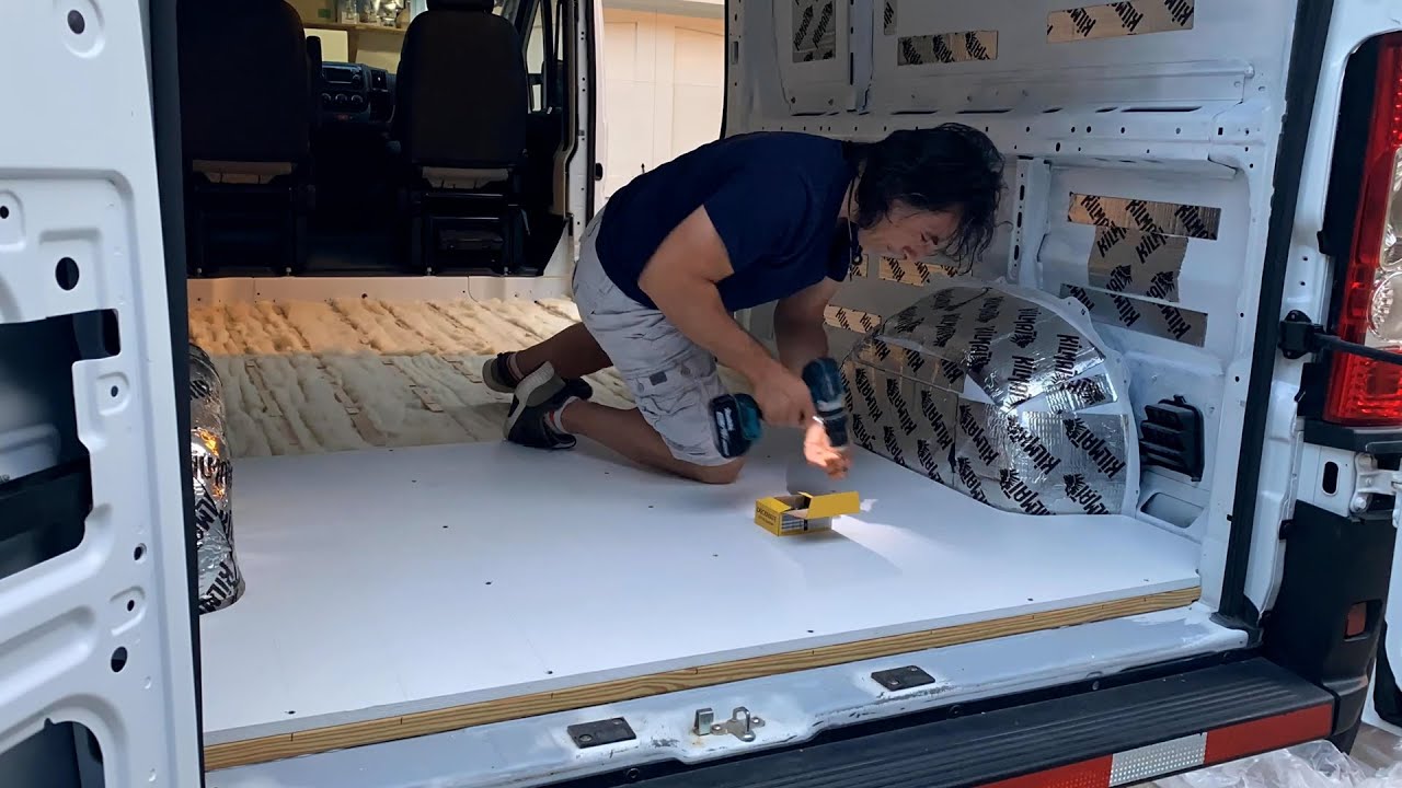 Installing the Subfloor: Part 3 - RAM Promaster 2500 Van Build Episode ...