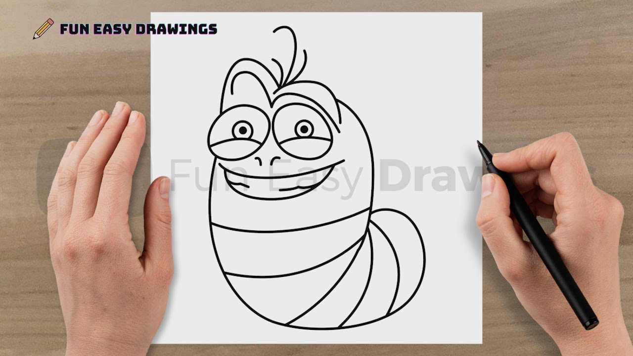 How to Draw Red Larva Easy @funeasydrawings | 빨간 애벌레를 쉽게 그리는 방법 ...