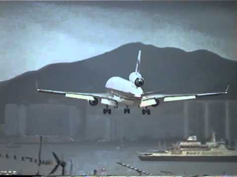 China Eastern Airlines McDonnell Douglas MD-11 landing at Hong Kong Kai ...