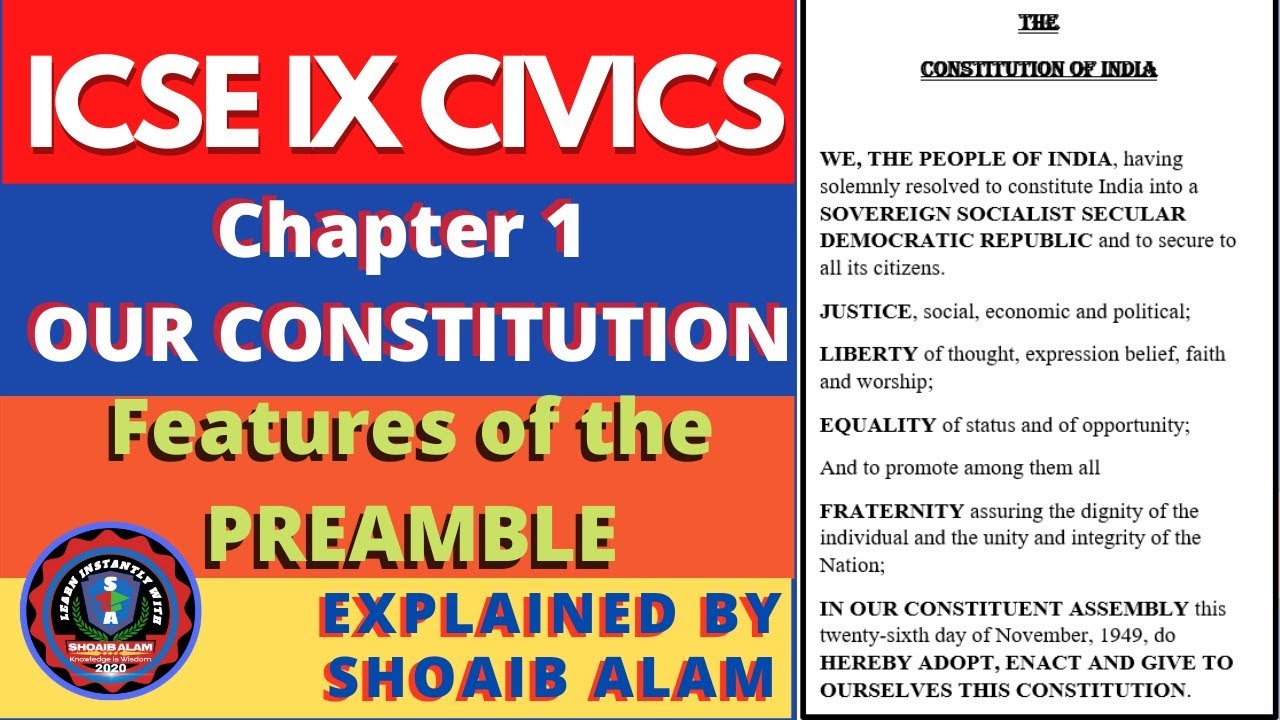 Our Constitution|| The Preamble ||ICSE CLASS 9 CIVICS||Explained by ...