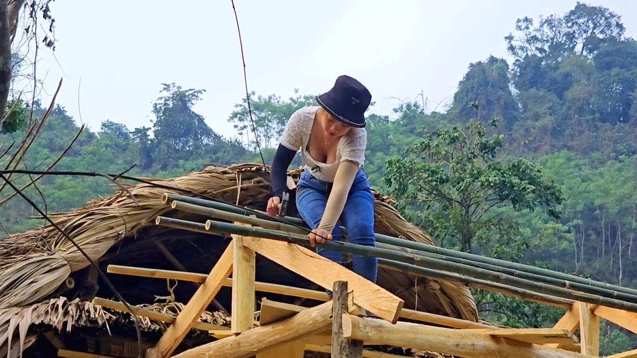 FULL VIDEO : Beautiful Girl Builds AMAZING Bamboo House Alone - YouTube