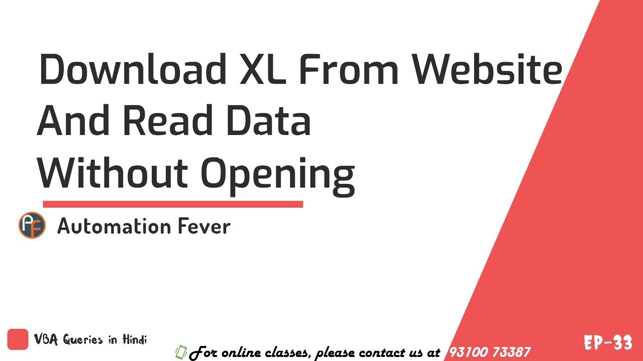 Download XL And Read Data Without Opening VBA Queries In Hindi YouTube Download XL And Read Data Without Opening VBA Queries In Hindi YouTube