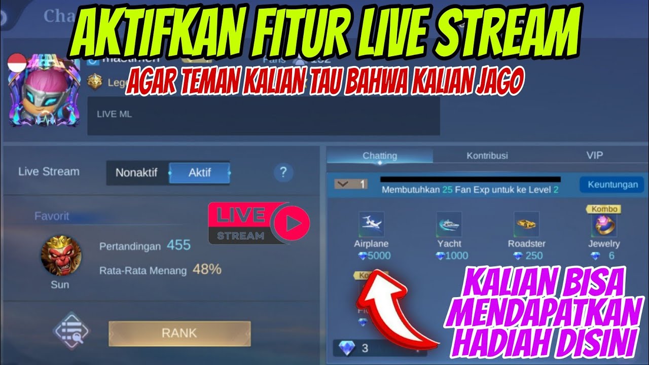 Cara Aktifkan LIVE STREAM di Mobile Legends - YouTube