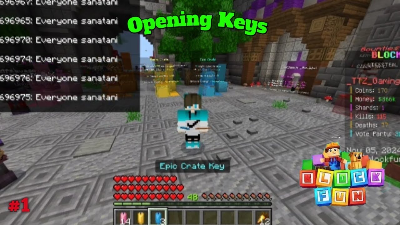 Minecraft Block Fun server Opening Keys @ttzgamingshort - YouTube