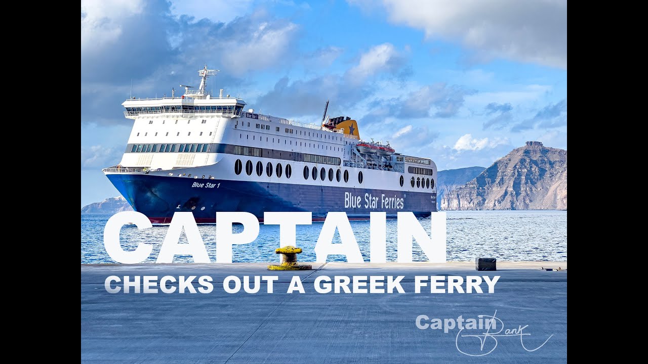 Captain checking out a Greek ferry - ferry hopping Santorini - Paros ...