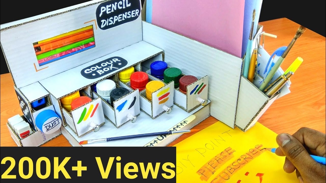 How to make pencil sharpener dispenser machine from cardboard-diy ...
