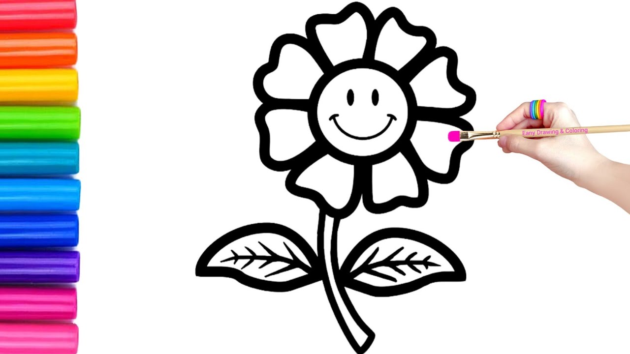 Flower Drawing for Kids | Easy Colorful Flower Drawing Easy step by ...