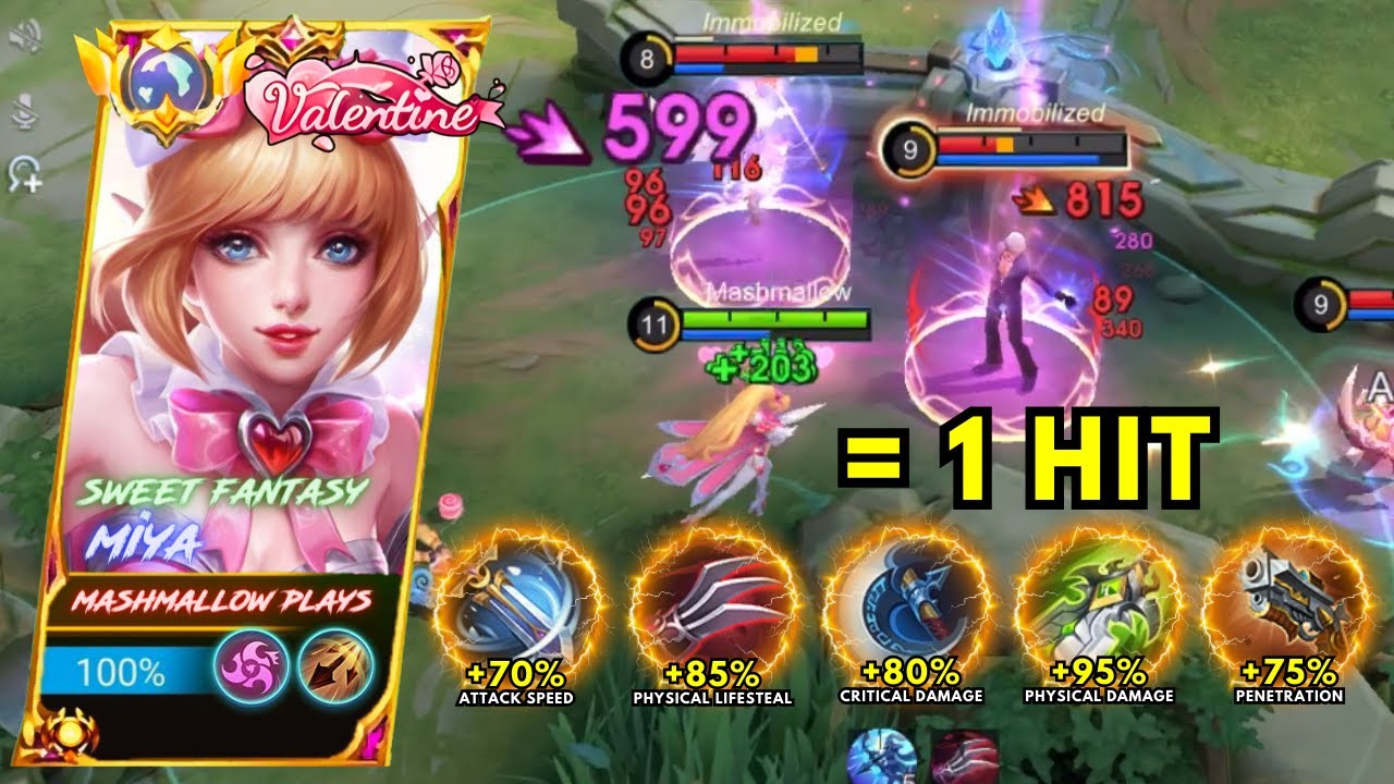 NEW MIYA 1 HIT INSANE BURST DAMAGE │ BUILD TOP 1 GLOBAL MIYA ~ MLBB ...