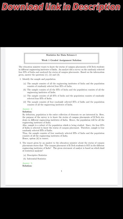 Week 1 Graded Assignment Solution | Maths,Stats,CT,Python,English | IIT Madras BSc Data Science ...