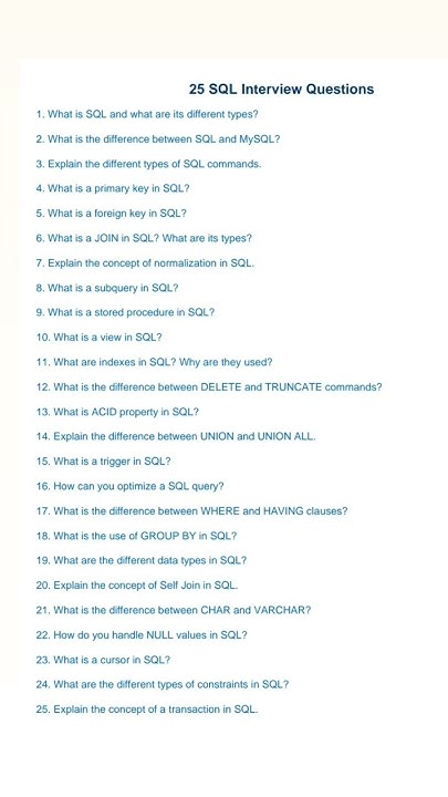 Prepare for your next SQL interview with these 25 SQL questions #SQL #SQLInterview #LearnSQL ...