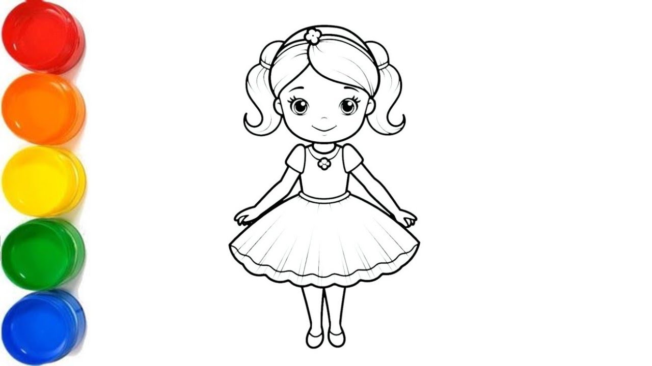 Easy Doll colour ll colour competitions ll Doll drawing for kids - YouTube
