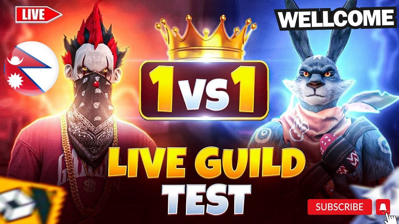 FF GUILD TEST LIVE 1v 1/FREE FIRE NEPAL LIVE/1V1 ROOM / FF | CUSTOM ...