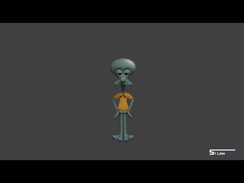 Practice Fanart 1 of making SQUIDWARD TENTACLES at blender (Timelapse ...