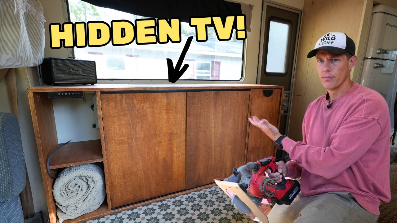 RV Renovation Game Changer! DIY Custom Entertainment Center - YouTube
