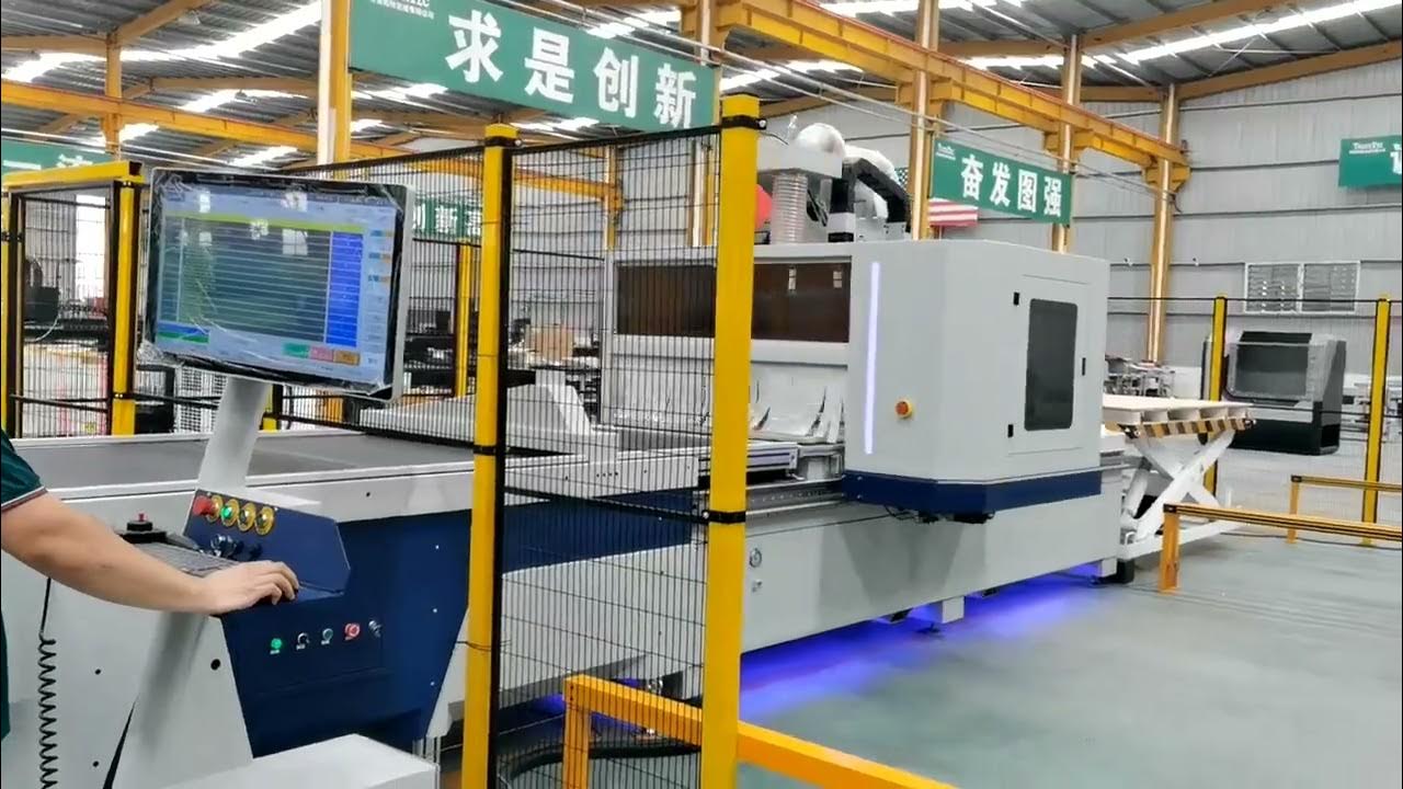 Wood CNC nesting machines with auto loading and unloading system. - YouTube