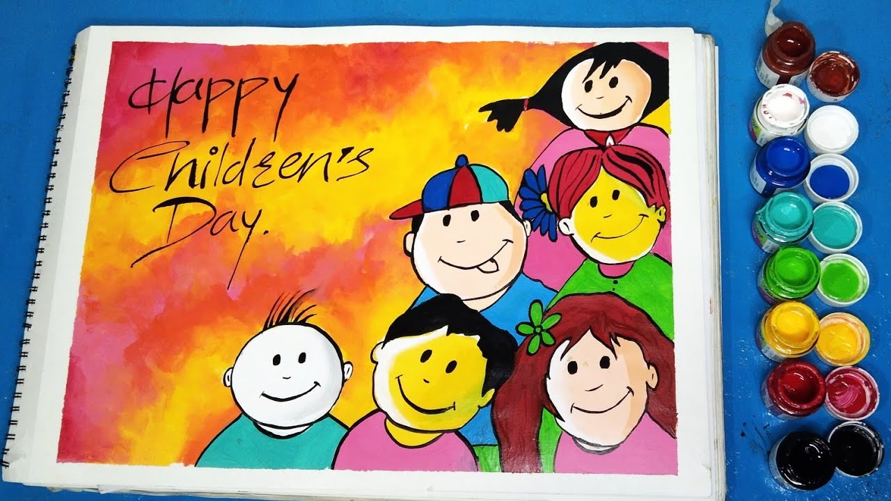 Childrens Day Drawing | How to Draw Children's Day Step by Step ...