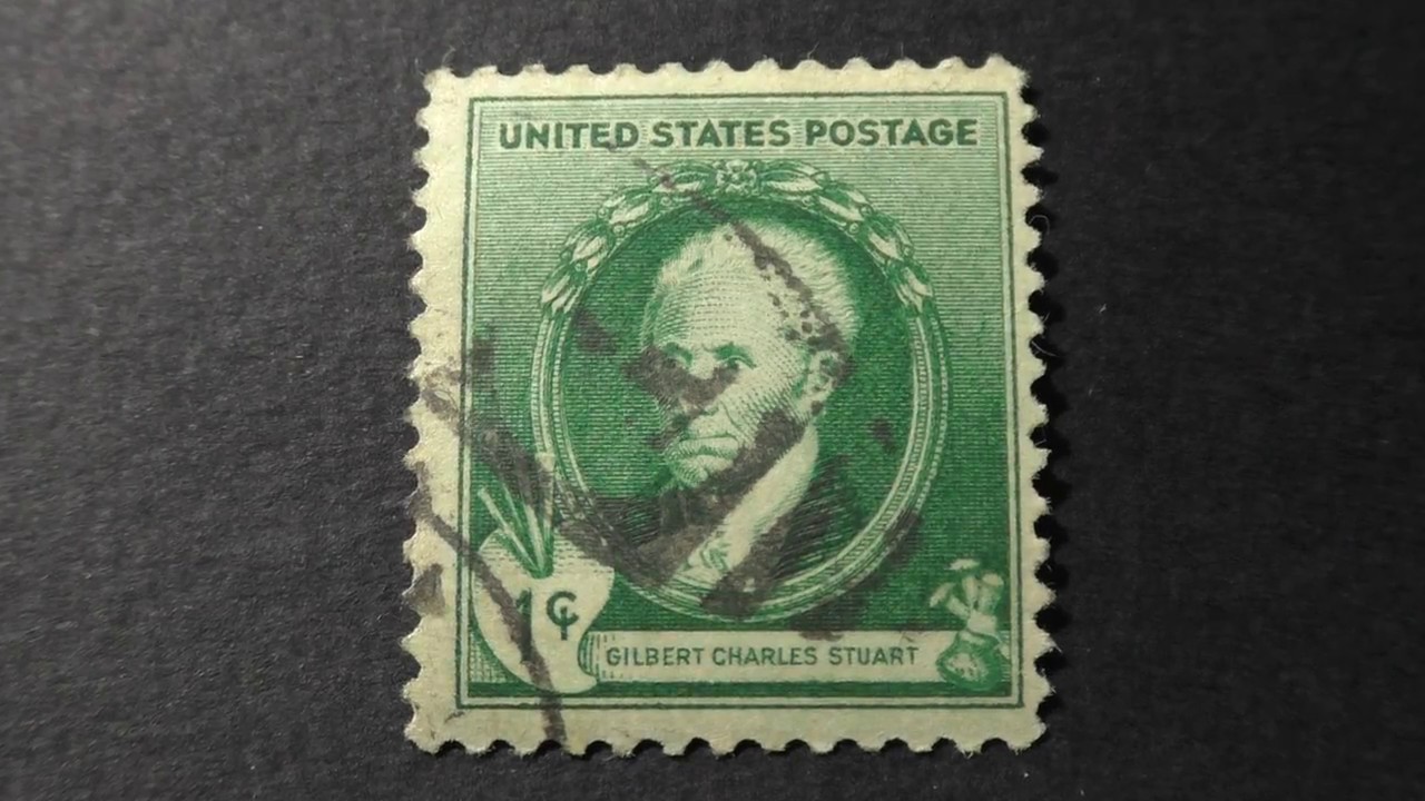 Postage stamp. USA. U.S. Postage. Gilbert Charles Stuart. Price 1 cent ...