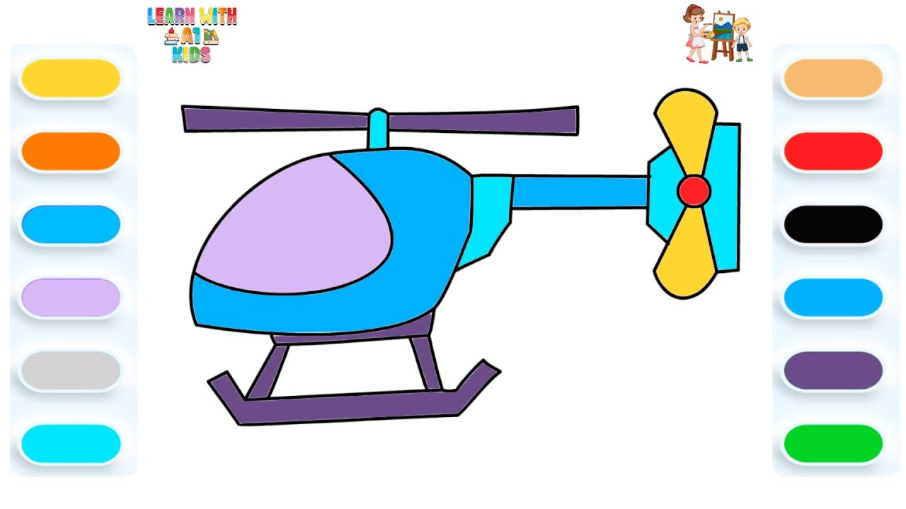 Flying Helicopter Drawing and Coloring Tutorial | Learn How to Easy ...