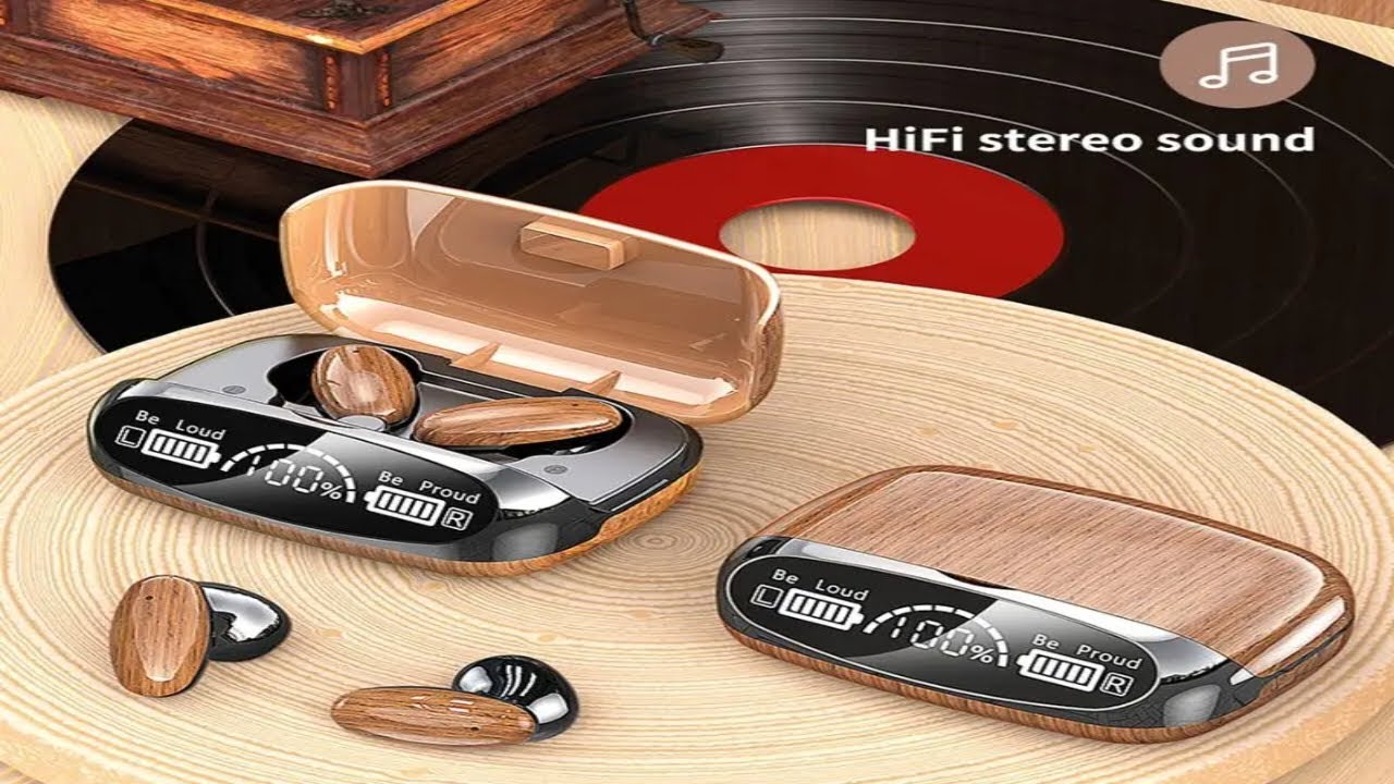 M35 TWS Earbuds Bluetooth 5.3 Earphones Wireless Earpiece Wood Grain ...