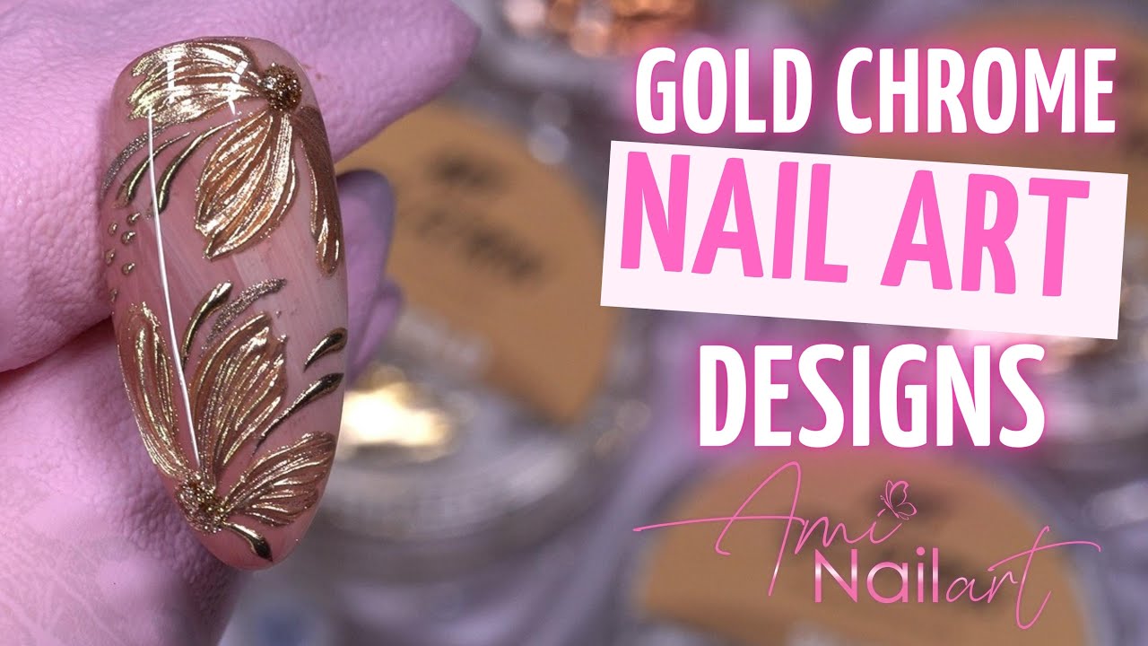 Gold Chrome Powder Nail Art Designs Luxury Nail Art - YouTube