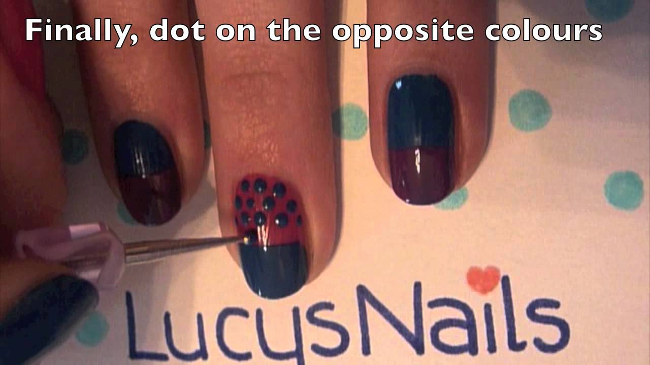 Simple Funky Dot Design Nail Art Tutorial ♥ - YouTube
