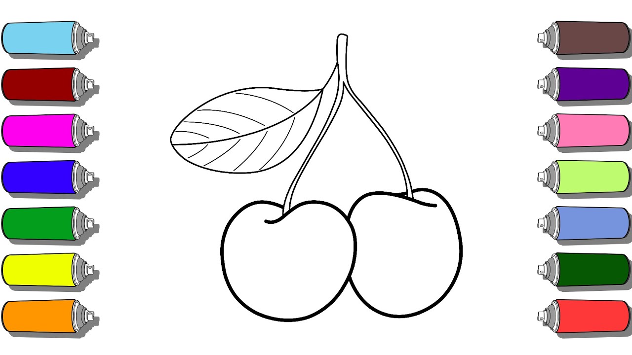 How to draw a cherry step by step with a marker and decorate with spray ...