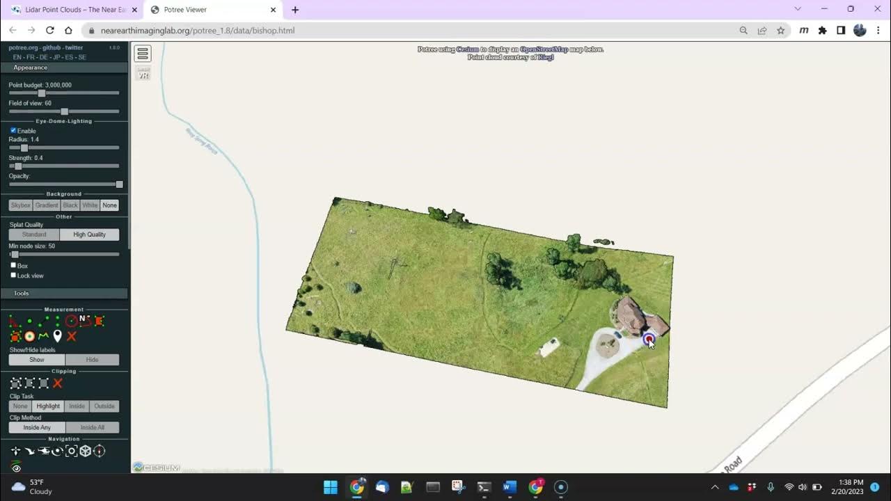 Exporting profile point cloud from Potree - YouTube