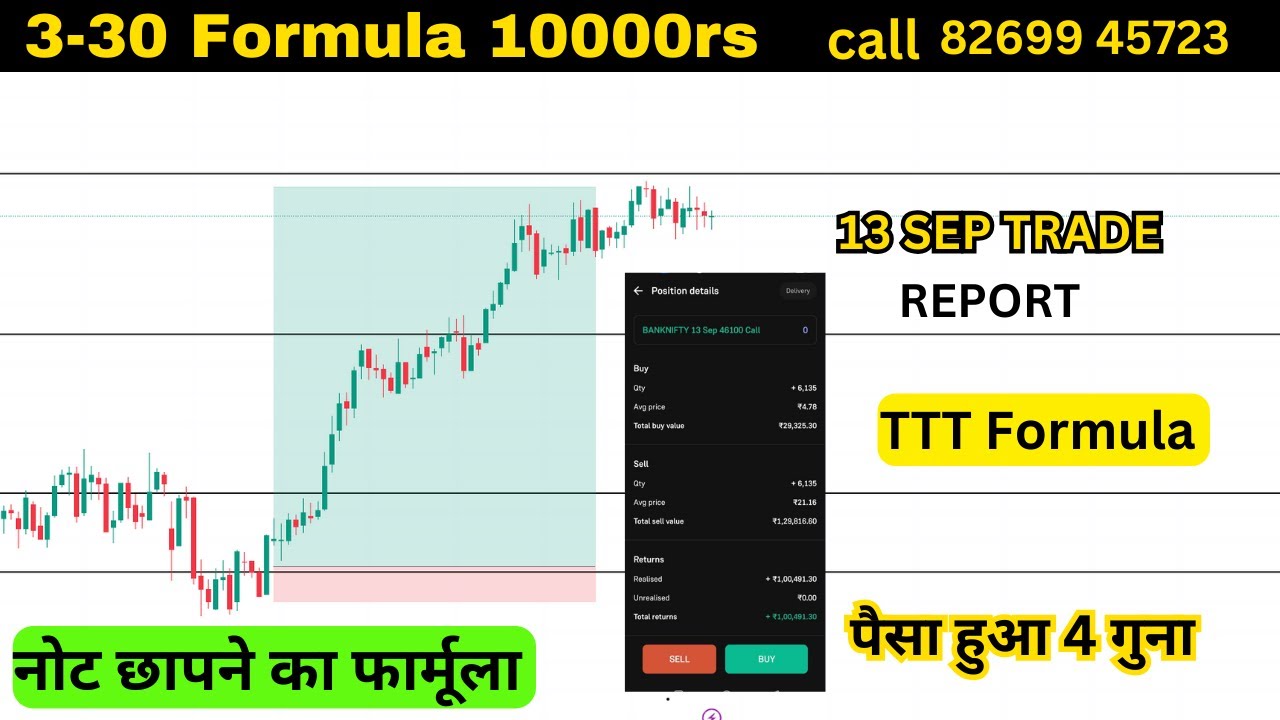 3-30 Formula | 13 sep trade report | expiry मे पैसा हुआ 4 गुना | TTT ...