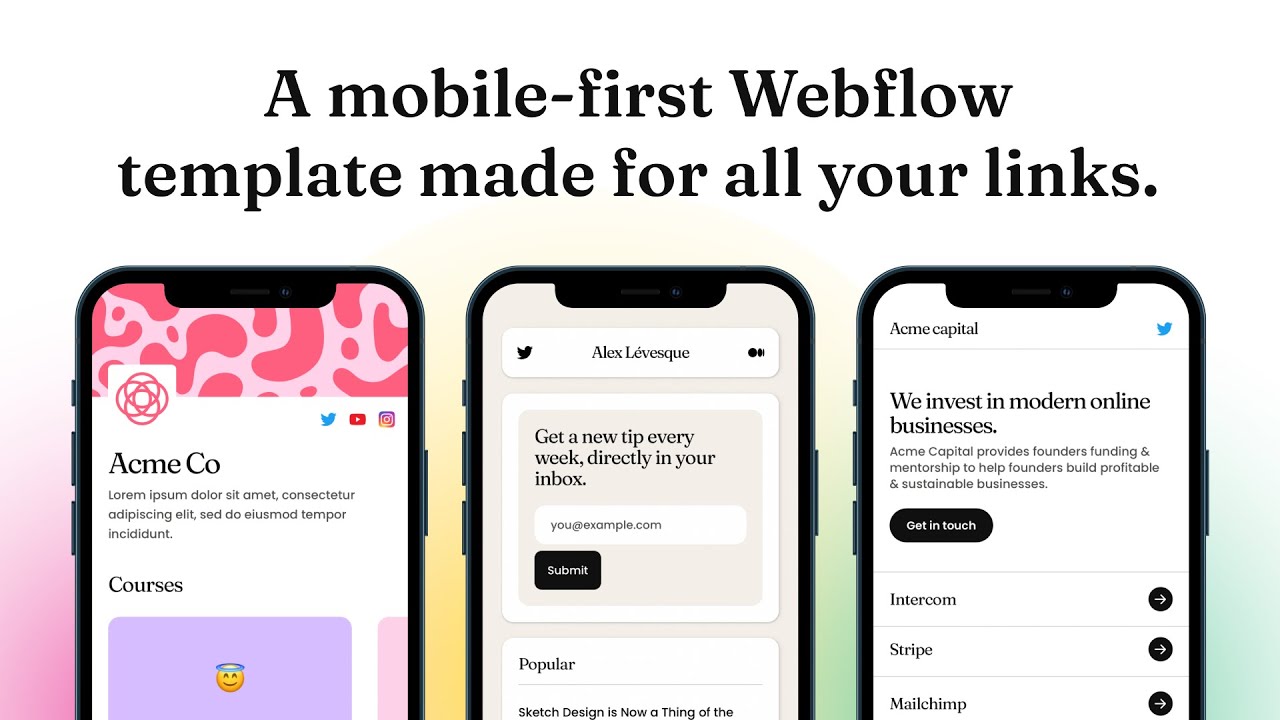 Introducing Links - A Mobile First Webflow Template made for ALL your links - YouTube