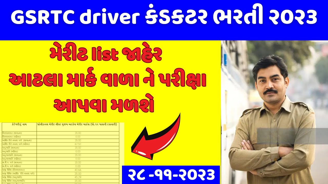GSRTC CONDUCTOR MERIT 2023 | GSRTC DRIVER MERIT 2023 | GSRTC CONDUCTOR ...